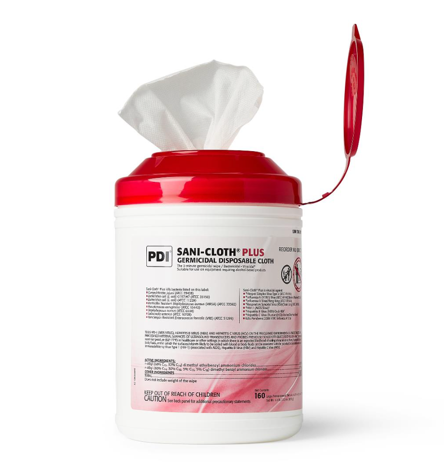 Sani-Cloth Plus Germicidal Wipes - 6" x 6.75", 160 Cloths / Container ...